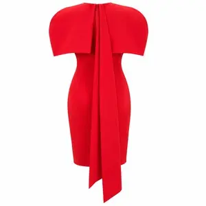 FREAK VAULT Sculptural Cape Dress - Red
