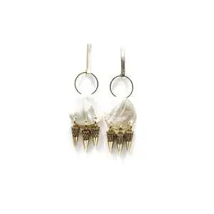 BABALOO JEWELRY White / Gold Shell Spike Earrings