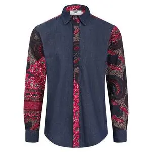 OHEMA OHENE Denim & African Print Cotton Shirt – Contrast Panel