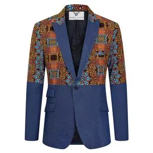 OHEMA OHENE Denim & African Print Lapel Blazer