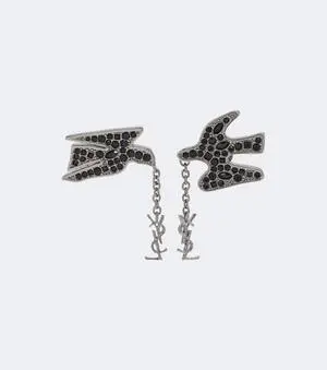 Saint Laurent Cassandre Crystal-embellished Earrings - Black