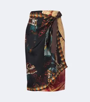 Dries Van Noten Printed Silk Wrap Skirt - Multicoloured