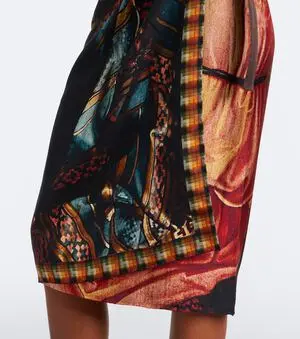 Dries Van Noten Printed Silk Wrap Skirt