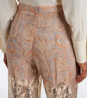 Zimmermann Valiant Paneled Silk And Lace Flared Trousers - Multicoloured