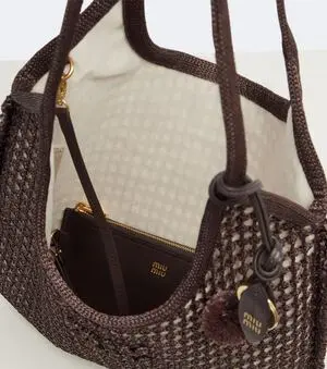 Miu Miu Ivy Medium Raffia Crochet Shopper