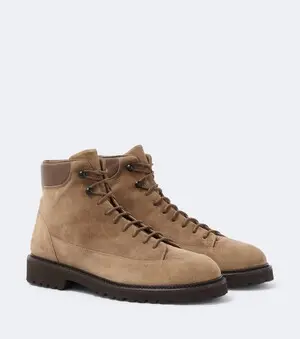 COMMON PROJECTS Hiker Leather-trimmed Suede Lace-up Boots - Beige