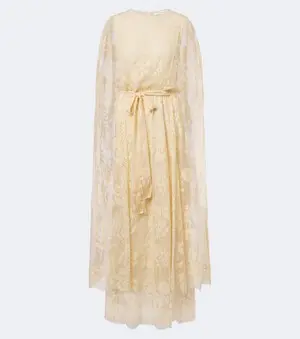 Zimmermann Valiant Caped Lace Maxi Dress - Beige