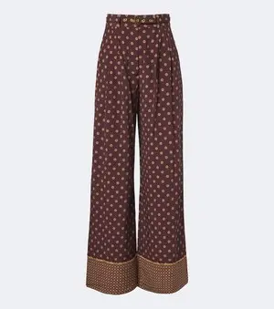 Zimmermann Belted Printed Wide-leg Pants - Brown