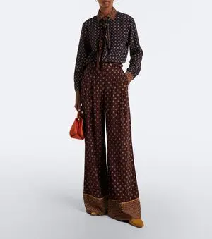 Zimmermann Belted Printed Wide-leg Pants