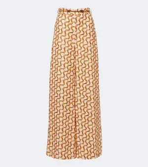 Zimmermann Belted Printed Linen Wide-leg Pants - Multicoloured