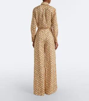 Zimmermann Belted Printed Linen Wide-leg Pants
