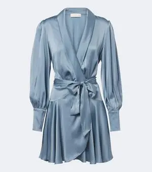 Zimmermann Silk Satin Wrap Dress - Blue