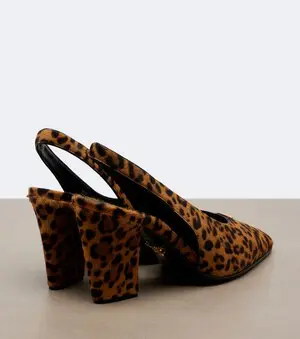 Prada Leopard-print Calf Hair Slingback Pumps