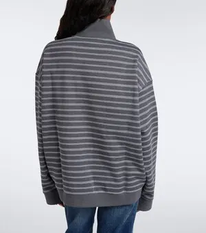 Miu Miu Striped Cotton Zip-up Sweatshirt