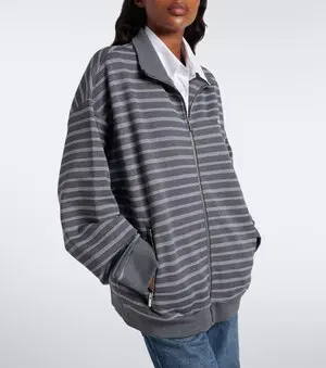 Miu Miu Striped Cotton Zip-up Sweatshirt
