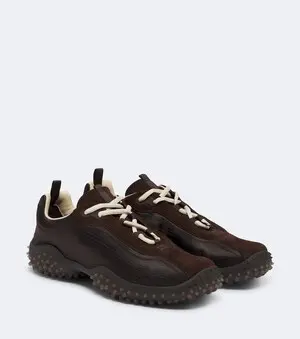 Miu Miu Bubble Suede-trimmed Sneakers - Brown
