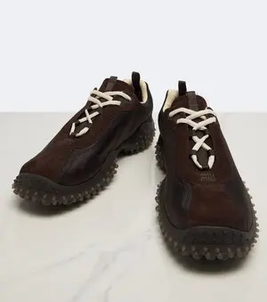 Miu Miu Bubble Suede-trimmed Sneakers