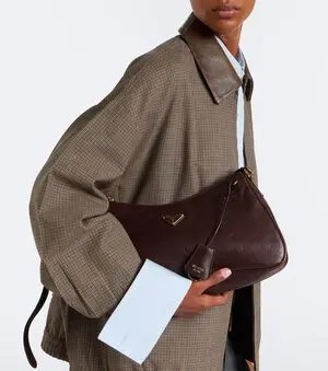 Prada Aimee Large Leather Shoulder Bag