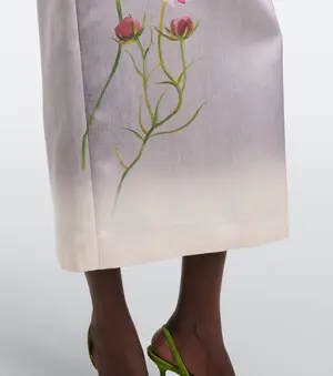 Oscar De La Renta Floral Midi Skirt