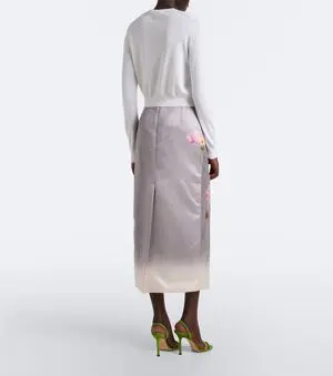 Oscar De La Renta Floral Midi Skirt