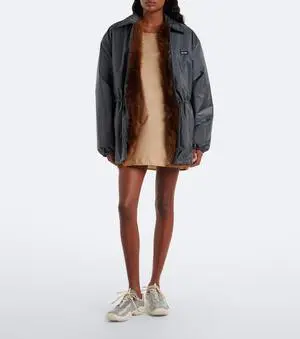 Miu Miu Bubble Suede-trimmed Sneakers - Grey