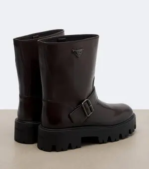 Prada Stride Leather Biker Boots