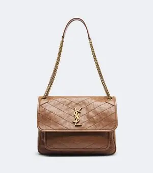Saint Laurent Niki Medium Leather Shoulder Bag Brown