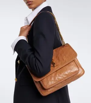 Saint Laurent Niki Medium Leather Shoulder Bag - Brown