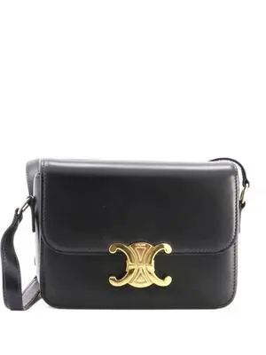 Celine Triomphe Shoulder Bag Smooth Calfskin Teen Crossbody Bag - Black