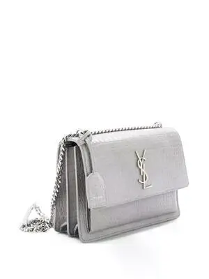 Saint Laurent Sunset Crocodile Embossed Leather Medium Crossbody Bag