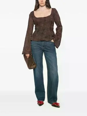 ROTATE BY BIRGER CHRISTENSEN Floral-appliqué Blouse - Brown