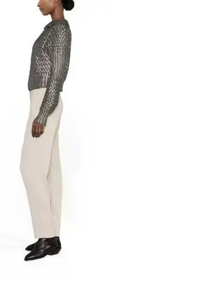 Alberta Ferretti Zip-front Metallic-sheen Cardigan