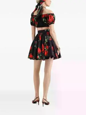 Dolce & Gabbana Rose-print Poplin Blouse