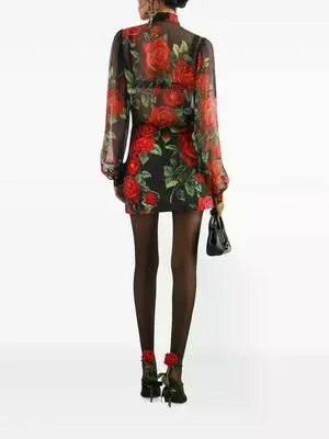 Dolce & Gabbana Rose-print Brocade Skirt