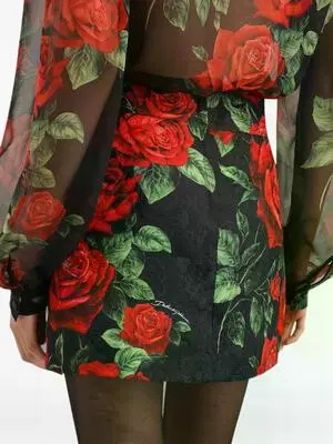 Dolce & Gabbana Rose-print Brocade Skirt