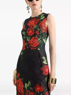 Dolce & Gabbana Rose-print Brocade Mini Dress