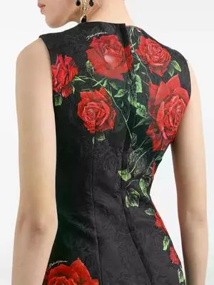 Dolce & Gabbana Rose-print Brocade Mini Dress