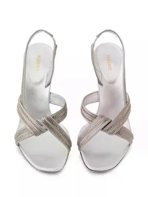 Versace Embellished Nappa & Satin Slingbacks 90 Mm