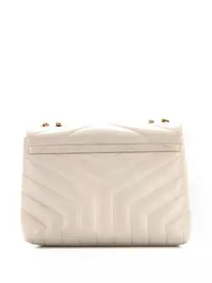 Saint Laurent Loulou Matelassé Chevron Leather Small Shoulder Bag - White