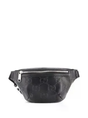 Gucci Gg Embossed Perforated Leather Belt Bag - Black