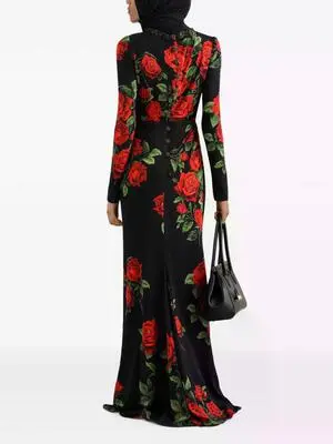 Dolce & Gabbana Rose-print Charmeuse Maxi Dress