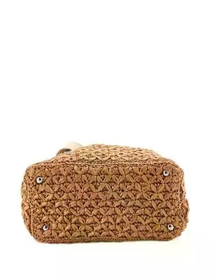 Prada Convertible Open Woven Raffia Small Tote Bag