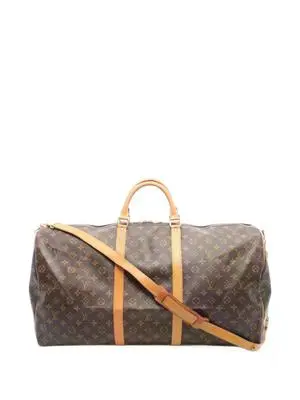 LOUIS VUITTON 1997 Monogram Keepall Bandouliere 60 Travel Bag - Brown