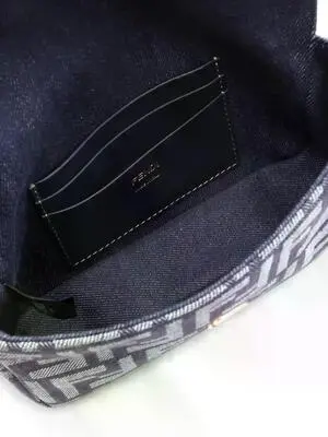 Fendi 2010-2026 Mini Zucca Denim Baguette Satchel