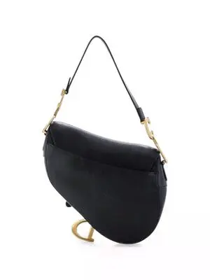 Dior Saddle Handbag Leather Medium Shoulder Bag - Black
