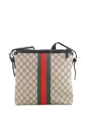 Gucci Web Messenger Bag Gg Coated Canvas Medium Crossbody Bag