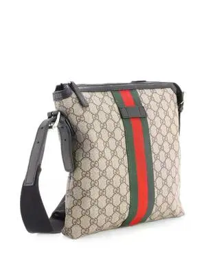 Gucci Web Messenger Bag Gg Coated Canvas Medium Crossbody Bag