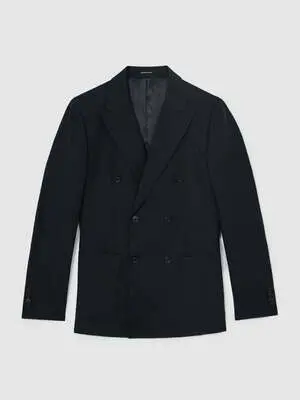 REISS Tailored Fit Linen Double-breasted Suit Blazer