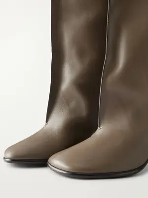 LEMAIRE Crease Leather Knee Boots
