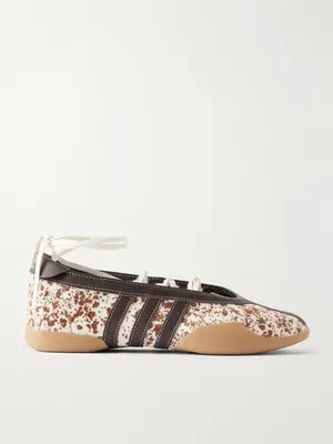 ADIDAS ORIGINALS Taekwondo Mei Leather-trimmed Pony Hair Sneakers - Neutrals